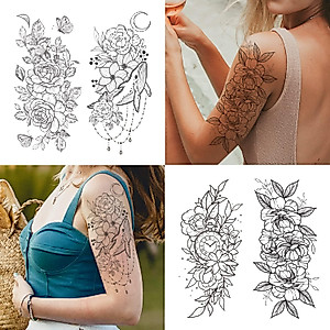 Celaza 61 Sheets Sexy Tiny Flowers Temporary Tattoos for Women Girls, 275 Styles Fake Tattoos Stickers, Black Henna Tattoo for Adult Long Lasting Realistic