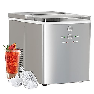 Ice Maker Countertop - 35Lbs/24H Auto Self-Cleaning, 18 Bullect Ice Cubes in 12 Mins, Portable & Compact Ice Maker Machine with Ice Scoop & Baske for Home/Kitchen/Party/Camping,Silver