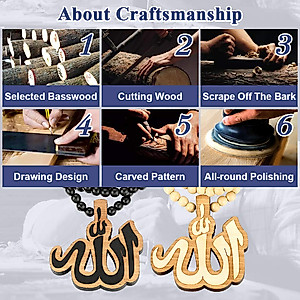 FaithHeart Moslem Jewelry Allah Bead Necklace Mens Wood Bead Chain Jewelry Women Sweater Chains 36 Inches Long Necklaces