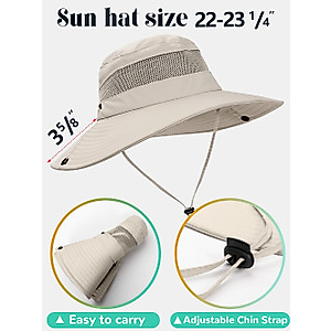 Sun Hat with Ponytail Hole for Women,Sun UV Protection UPF50+ Waterproof Beach Bucket Safari Hiking Hat for Women Beige