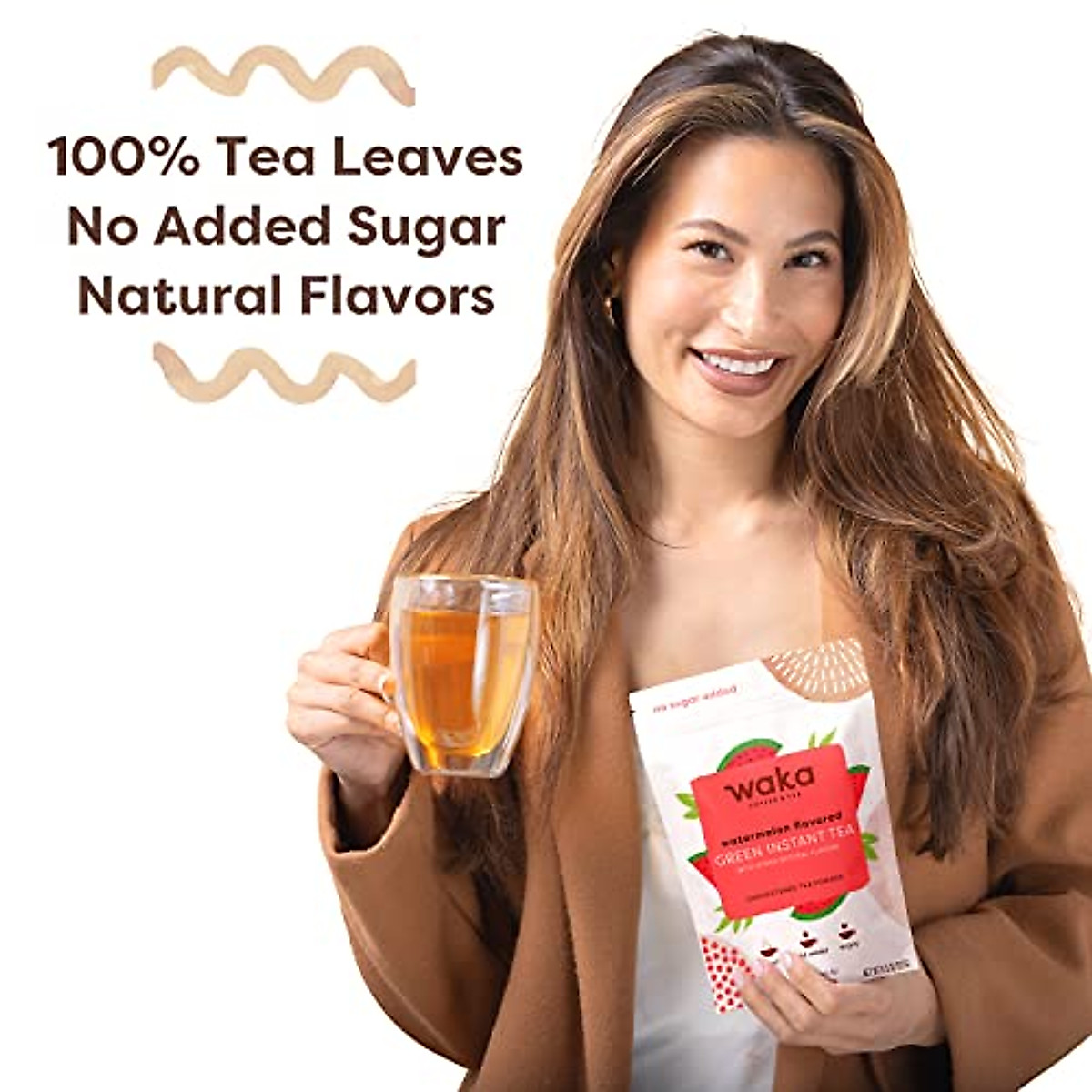 Waka Quality Instant Tea — No Sugar Added & Unsweetened Watermelon Flavored Green Tea Powder — 100% Tea Leaves — 4.5 oz Bulk Bag