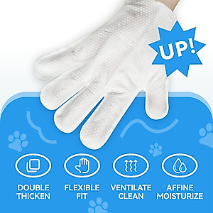 YUVEXAHOO Dog Wipes Cleaning deodorizing, Extra Thick Dog Wipes, Dog Washing Gloves for Daily pet Care and Travel, 6 PCS (Blue Packing, Extra-Thick)