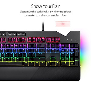 ASUS ROG Strix Flare (Cherry MX Brown) Aura Sync RGB Mechanical Gaming Keyboard with Switches, Customizable Badge, USB Pass Through and Media Controls (Renewed)