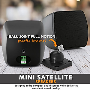PyleUsa Mini Satellite Speaker - 3'' Surface-Mount Satellite Loudspeaker System for Subwoofer (Pair), Use for Subwoofer-Satellite Loudspeaker System, Stylish, Minimalistic Design PD4STP,Black