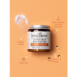 CURLSMITH - Double Cream Deep Quencher - Vegan Moisturising Deep Conditioner for Ultra Dry, Wavy, Curly or Coily Hair (8 oz / 227g)