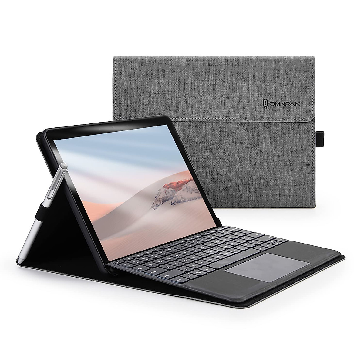 Omnpak Protective Case for Surface Go 4 2023/Go 3 2021/Go 2 2020/Go 2018 with Stylus Holder, Multiple Angle Slim Lightweight Cover, Compatible with Type Cover Keyboard（Keyboard Not Included）