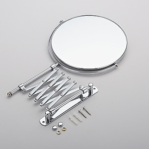 Cavoli 8 Inches Double-Sided Wall Mount Scalable Mirror with 10x Magnification,with Scissor Bracket,Chrome Finish(8 inch,10x)