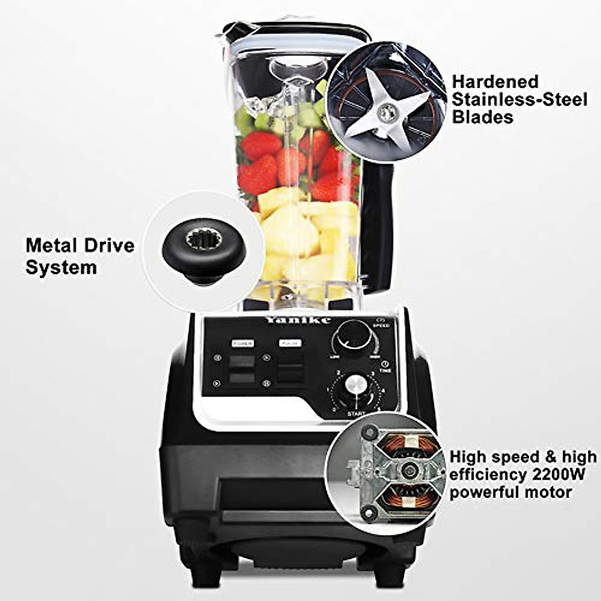 Professional Countertop Blender, 2200W High Power Commercial Blender for Shakes and Smoothies with 70Oz BPA Free Container, Built-in Timer Smoothie Maker Mixer for Crushing Ice, Frozen Dessert
