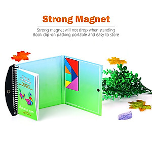 Wallxin Travel Tangram Puzzle - Magnetic Pattern Block Book Road Trip Game Jigsaw Shapes for Kids Adult Challenge IQ Educational Toy Gift Brain Teasers-2 Set of Tangrams