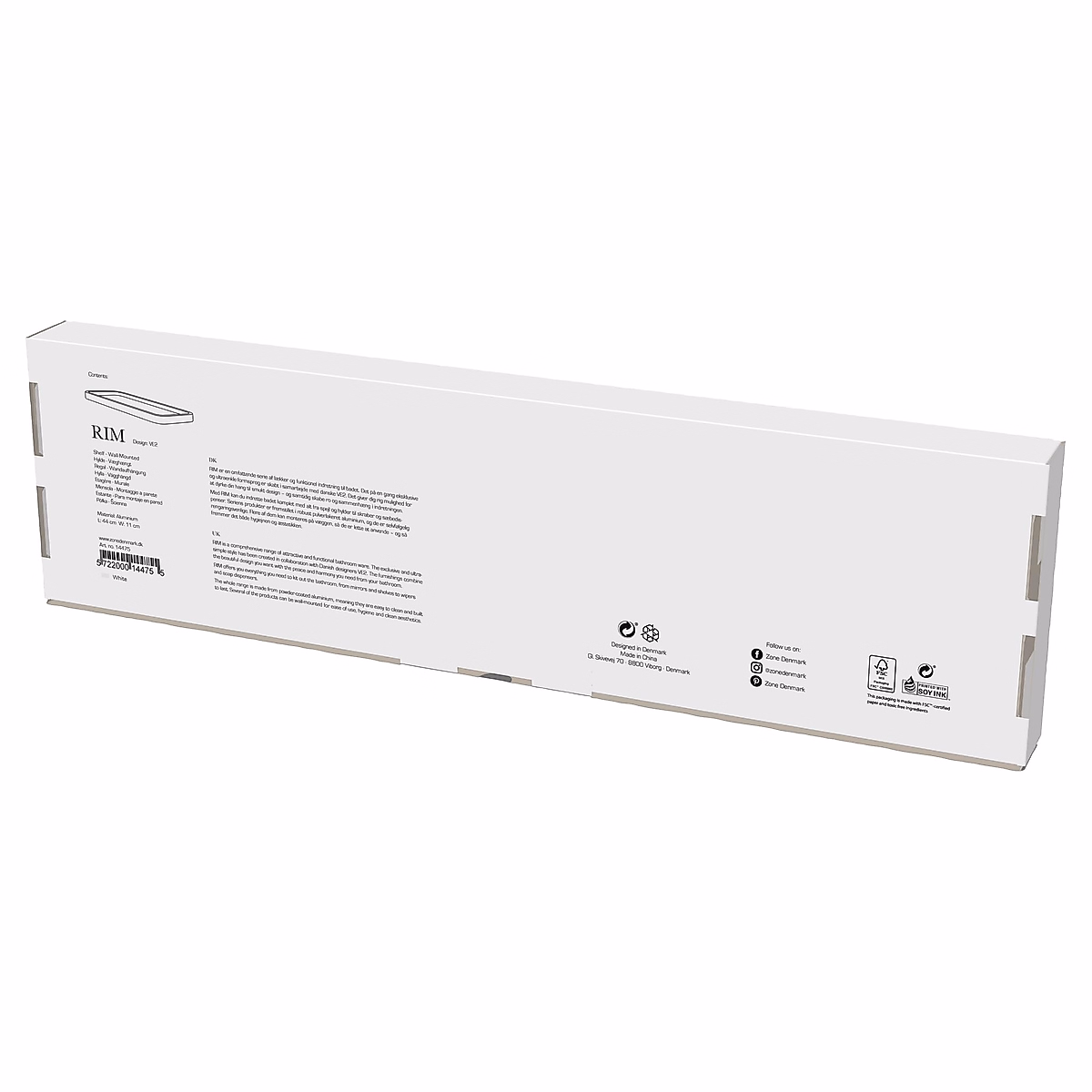 Zone Denmark Shower Shelf Rim Elevate Your Bath Space with Contemporary Elegance and Functional Design - White