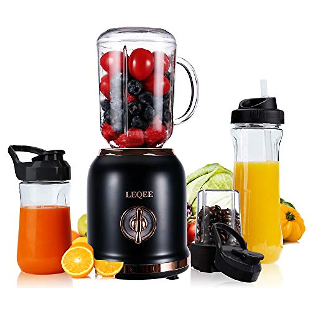Smoothie Bullet Blender with 6 Sharp Blades, Personal Mini Blender for Shakes and Smoothies with 3 Adjustable Speeds, Blender for Kitchen with blending and grinding, BPA-free 3 Travel Cup & 27oz Mason Cup