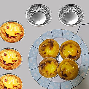 HLCM 100 Pcs Aluminum Foil Mini Pans, Great for Baking Tarts, Quiche, Pudding, etc.