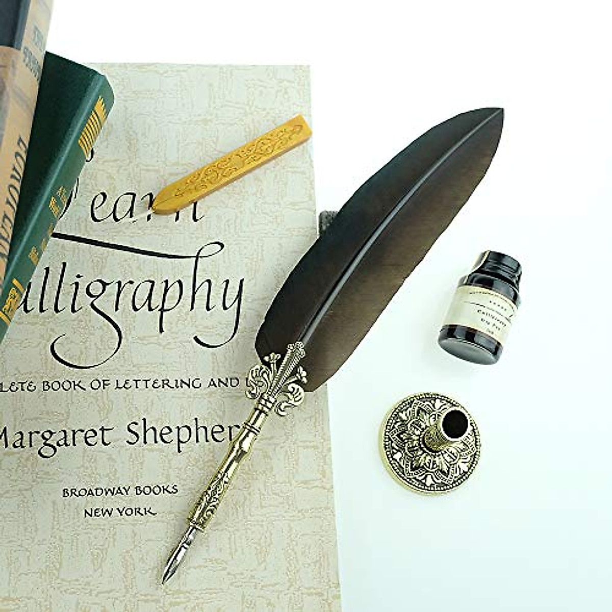 GC Quill Antique Feather Writing Quill Pen Gold Pen Stem Calligraphy Pen Set 100% Quality Guarantee
