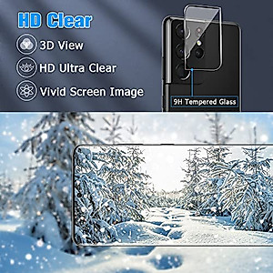 [2+2 Pack] Galaxy S21 Ultra Screen Protector,Compatible fingerprint unlock, 9H Tempered Glass, Scratch Resistant, HD 3D Curved, for Samsung Galaxy S21 Ultra 5G 6.8 Inch Screen Camera Protector