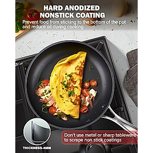 Cooks Standard Frying Omelet Pan, Classic Hard Anodized Nonstick 8-Inch/20cm Saute Skillet Egg Pan, Black