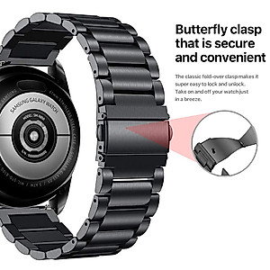 Intoval Band for Samsung Galaxy Watch 3 45mm / Watch 46mm / Gear S3 Frontier/Classic, Garmin Fenix 5/5 Plus/ 6/6 pro Premium Stainless Steel Bands with Link Adjustment Tool (22mm Strap, Black)