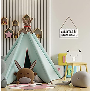 5"x10" Little Man Cave Wood Sign, Nursery Decor For Boys, Natural Baby Room Wall Decor, Woodland Playroom Decor, Gift for Baby Shower, Toddler Kids Bedroom Living Room Hanging Sign -A05