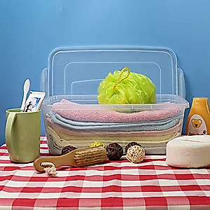 Farmoon 14 Quart Clear Storage Bin, Plastic Latch Containers/Boxes with Lid, 4 Packs