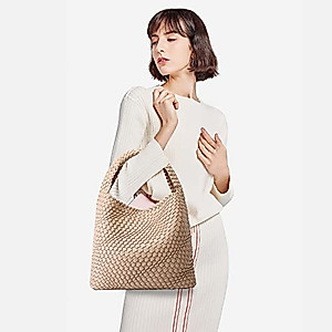 Fashion Woven Purse for Women Top-handle Shoulder Bag Soft Summer Hobo Tote Bag