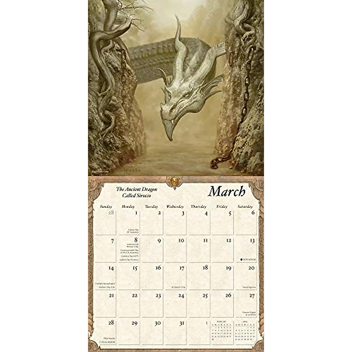 2021 Dragons by Ciruelo 16-Month Wall Calendar