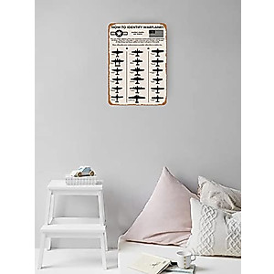 WWII Planes，How To Identify Warplanes Metal Tin Sign 12x8 Inch | Gift for Pilot, Men, Dad, Boyfriend, Him, WallArt,Aviation Art