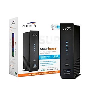 ARRIS SURFboard SBG7600AC2 DOCSIS 3.0 Cable Modem & AC2350 Wi-Fi Router | Approved for Comcast Xfinity, Cox, Charter Spectrum & more | Four 1 Gbps Ports | 800 Mbps Max Internet Speeds 2 Year Warranty