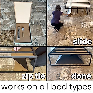 Under Bed Blocker for Pets - See What You’ve Been Missing. Whole Bed Set - Adjustable Height & Length, Custom Fits All Beds, Black Corrugated Cardboard