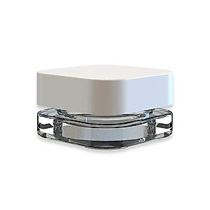 8mL Thick Glass Cube Stash Jar Container (White Top, Clear Bottom) (2 Pack)