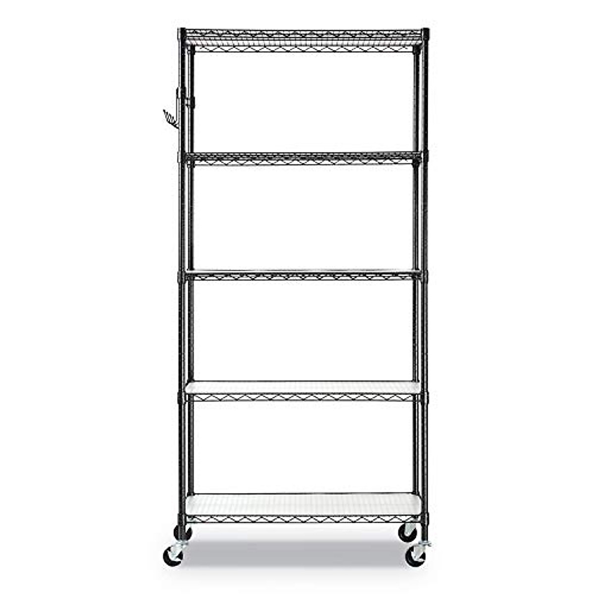 Alera 5-Shelf Wire Shelving Kit with Casters and Shelf Liners, 36w x 18d x 72h, Black Anthracite