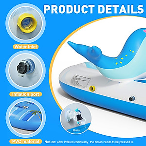 G-TING Splash Pad Sprinkler for Dogs Kids, 4 in 1 Dolphin Inflatable Sprinkler Kiddie Splash Pool for Kids, Summer Backyard Sprinkler Pad & Splash Play Mat Outdoor Water Toys for Toddlers 1-3 4-8