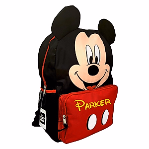 Disney Personalized Backpack - Mickey Mouse Backpack for Kids - Officially Licensed - Mickey Mouse Ears and Face (Personalized Mickey Mouse)