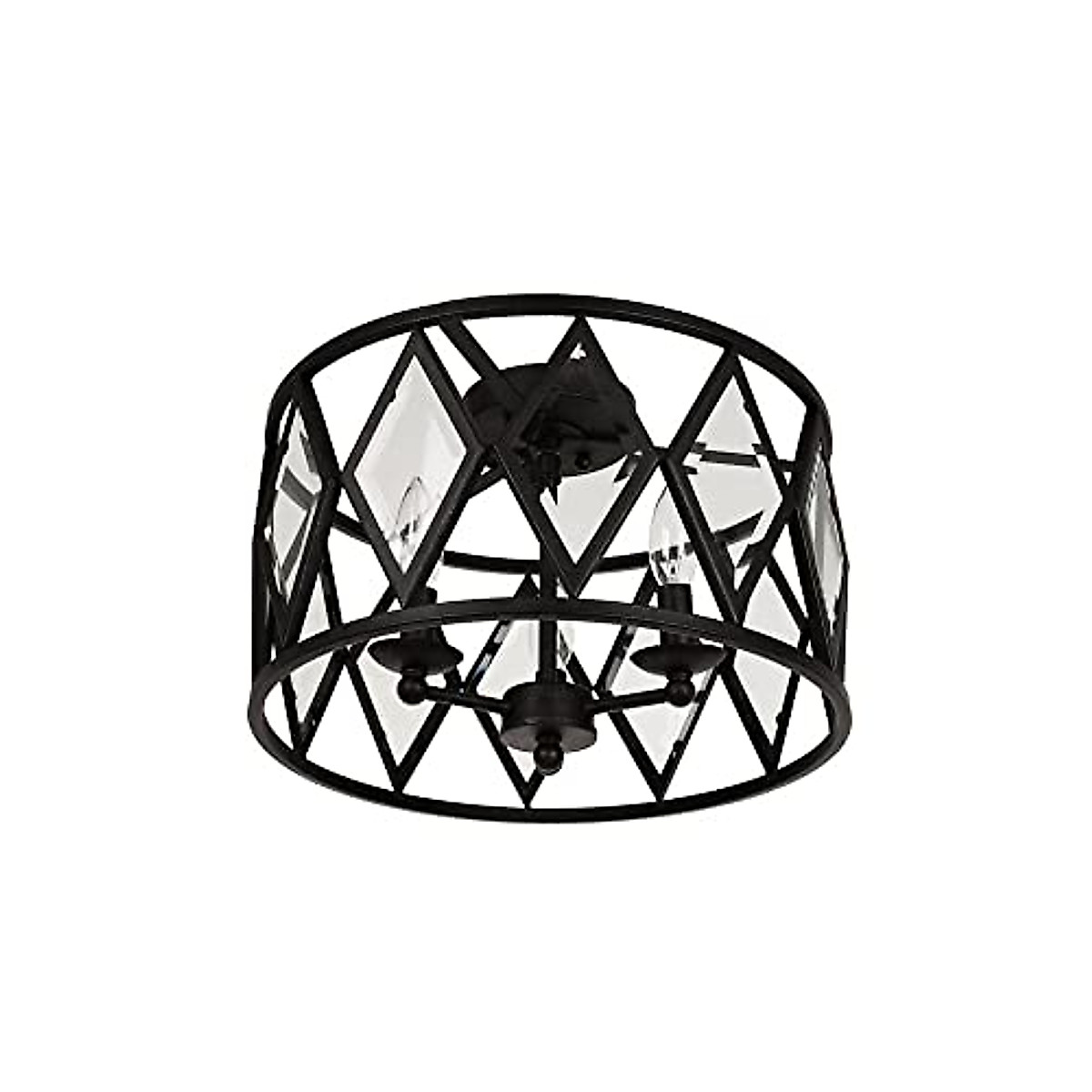 Evolution Lighting 20364-001 3-Light 15 in. Bronze Prismatic Glass Flushmount