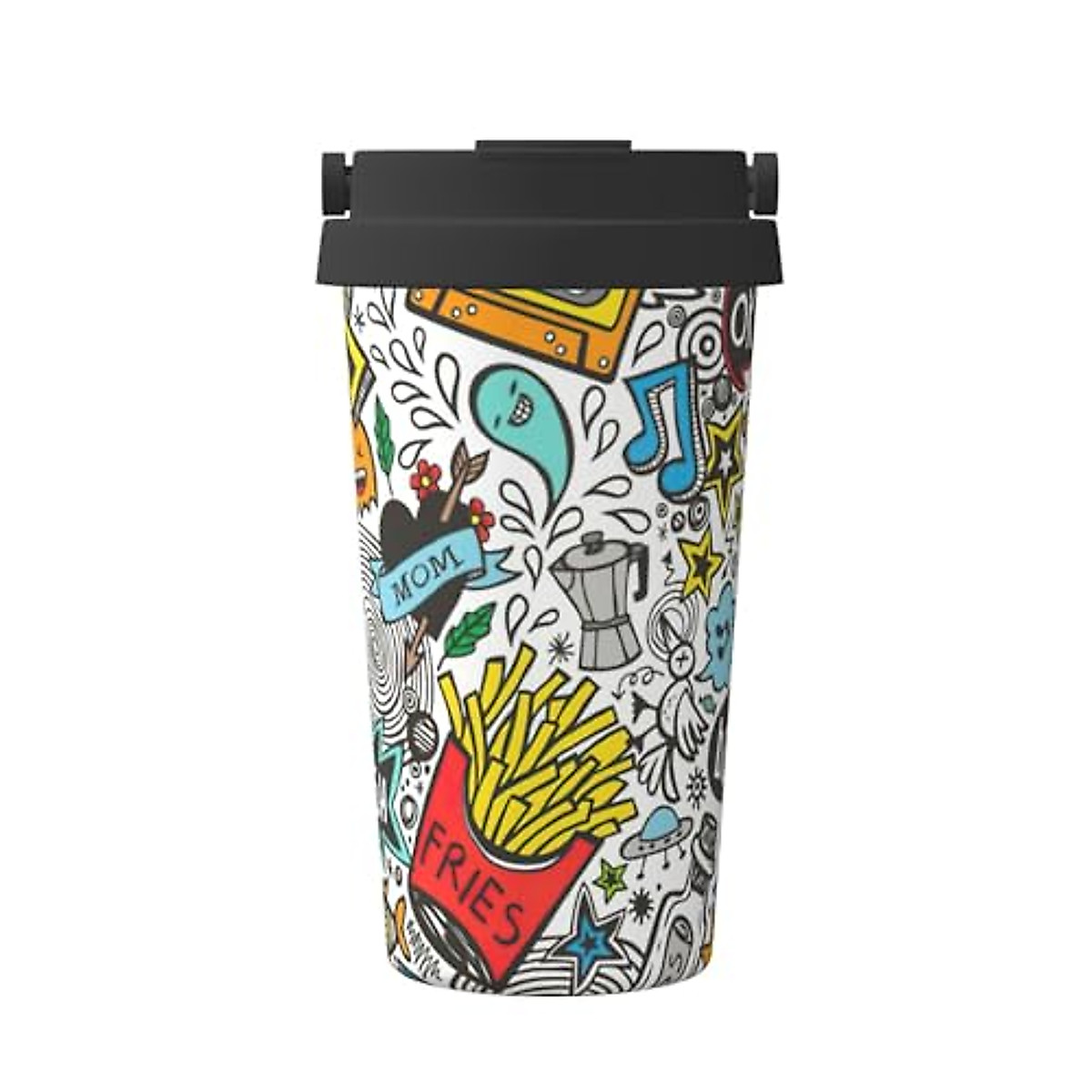 WANGXUEE comic art Print 500ml Stainless Steel Travel Tumbler Double Wall Vacuum Insulated Coffee Mug