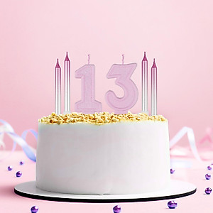 ZHIHUI 7pcs Number Birthday Candles, Pink Number 7 Cake Topper, 7th Birthday Candles, Pink and Cute Shiny Number Happy Birthday Cake Candles for Birthday Party Wedding Anniversary Celebration Supplies