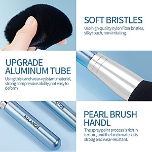 Makeup Brushes MAANGE 11 Pcs Premium Synthetic Travel Make up Brushes Set Eye Brushes Concealer Foundation Brushes for Liquid Powder Shadow with Makeup Sponge and Brush Cleaner (Blue)