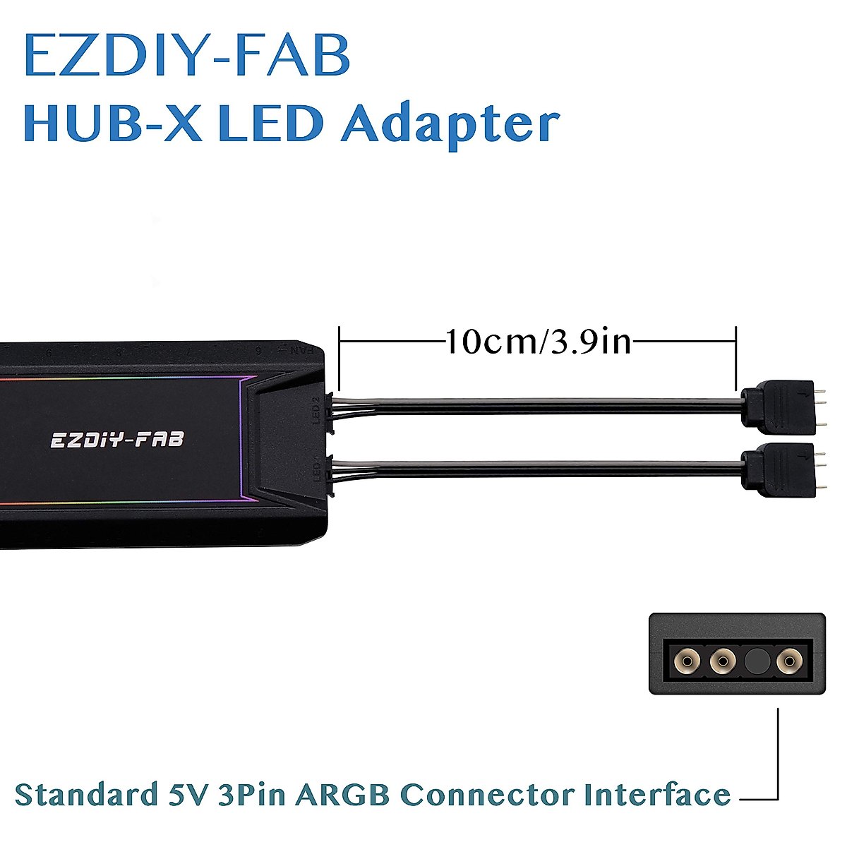 EZDIY-FAB LED Port Adapter fo rEZDIY-FAB HUB-X, Compatible with 3 Pin ARGB Devices