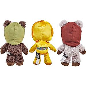 Mattel Star Wars Plush 8-Inch Figure 3-Pack, Return of the Jedi Endor Celebration Set, 2 Ewoks & 1 C-3Po Soft Robot Doll with Metallic Fabric