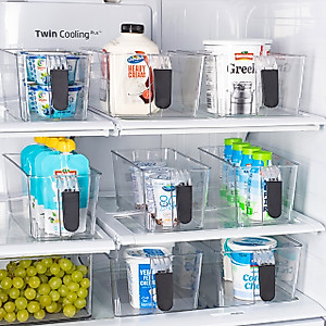 Clear Plastic Storage Bin with Scoop - Laundry Room Organization Refrigerator Freezer Ice Bin with Pull out Handle - Acrylic Organizer bHome & Co - Small