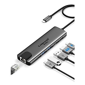 Lemorele USB C Hub 4K 60Hz, 6 in 1 USB C Multiport Adapter w/4K HDMI, 2 USB-A 3.0, Gigabit Ethernet, 100W PD, USB C 3.0 5Gbps Data Port for MacBook Pro/Air M1 2020, iPad Pro 2021 /Mini 6, Surface Pro