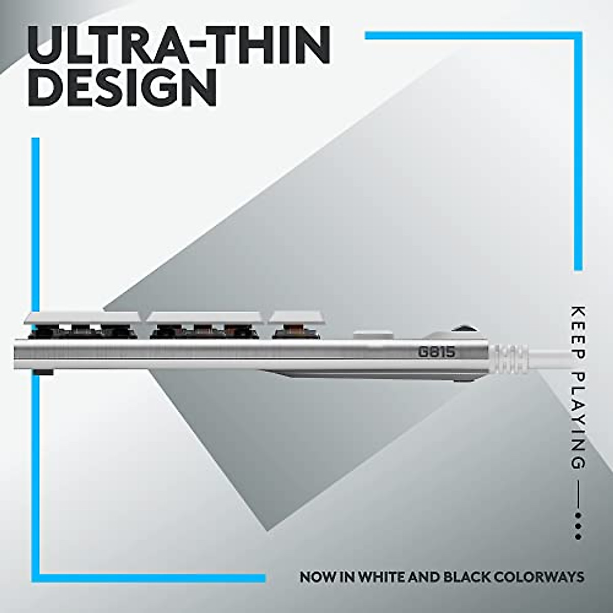 Logitech G815 LIGHTSYNC RGB Mechanical Gaming Keyboard with Low Profile GL Tactile Key Switch, 5 programmable G-Keys,USB Passthrough, Dedicated Media Control, Black and White colorways