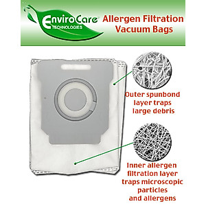 EnviroCare Replacement Allergen Vacuum Cleaner Bags Designed to fit iRobot Roombai7, i7+, i7Plus, i8, i8+, i3, i3+, i4, i4+, i6, i6+, j7, j7+, s9, s9+, s9Plus, i and s Series Clean Base Automatic Dirt