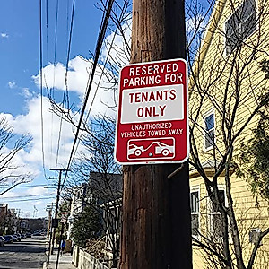 SmartSign - K-8727-EG-12x18 "Reserved Parking For Tenants, Unauthorized Vehicles Towed" Sign | 12" x 18" 3M Engineer Grade Reflective Aluminum Red on White