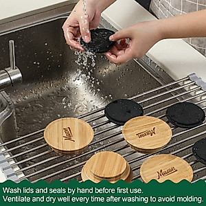 8 Pack Bamboo Mason Jar Lids Wide Mouth, CROWN Shaped Natural Wooden Storage Lids w Silicone Seal - Mason Jar Tops for Ball, Kerr Canning Jars - Kitchen, Pantry Dry Goods Storage - Airtight & BPA Free