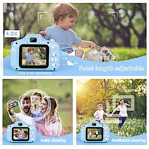 Kids Digital Camera,NINE CUBE Little Toy Camera for Boys & Girls 3-7 Years Old, Children Long Lens Digital Video Camera for Kids Gifts, Blue Camcorder with 32G SD Memory Card