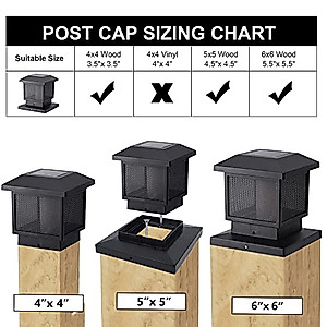 Glintoper 6 Pack Solar Fence Post Lights Outdoor, Solar Powered Post Cap Lights, High Brightness SMD LED Decorative Lighting Waterproof for 4x4, 5x5 or 6x6 Wood Posts, Patio Yard Landscape Decor
