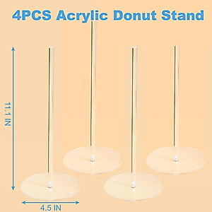 4PCS Acrylic Donut Stand, Donut Holder Stands for Dessert Table, HENABLE Clear Donut Display Stand Tower, Bagel Stand Holder, Doughnut Stand for Party, Christmas, Birthday and New Year