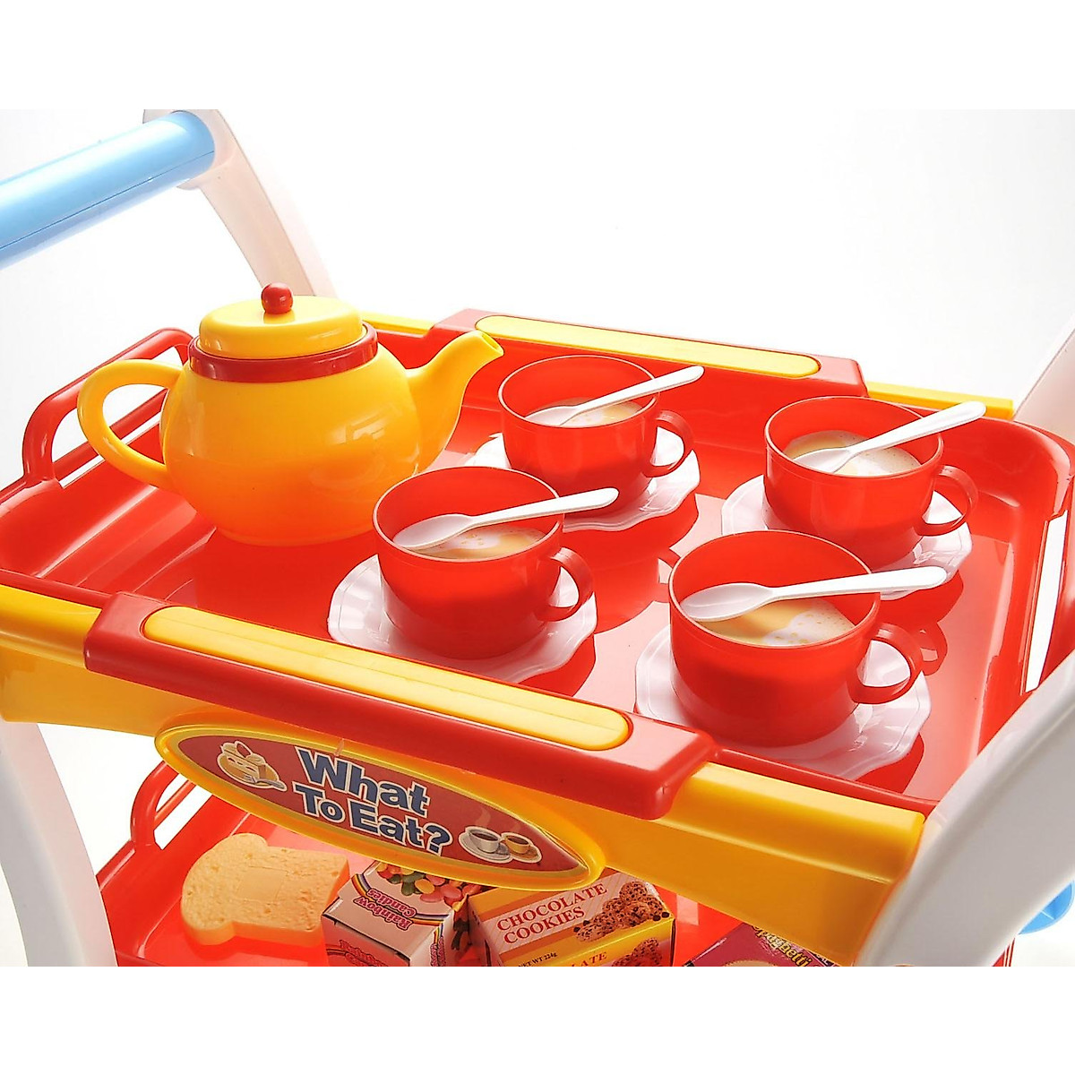 PowerTRC Afternoon Tea Time Trolley Cart Pretend Play Set for Tea Party