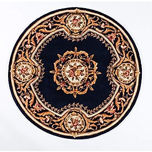 Momeni Harmony India Wool Hand Tufted Medallion Blue Area Rug 4' X 4' Round (HARM2HAI12BLU404R)