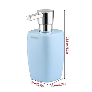 QTBH Soap Dispenser Matte Ceramic Soap Dispenser Home Bathroom Kitchen Office Shampoo Dishwashing Liquid Cosmetic Lotion Bottle 370ml/13oz Soap Pump (Color : Blue)