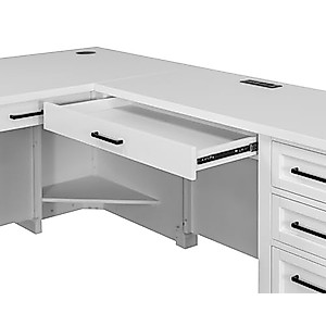 Modern Wood L-Desk & Return Writing Table & Return Office White